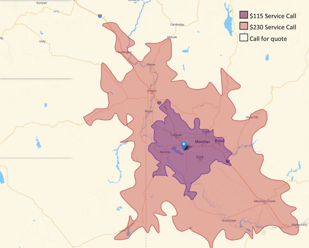 Mobile Repair Area Map - Local & Extended Coverage Area with Legend ...